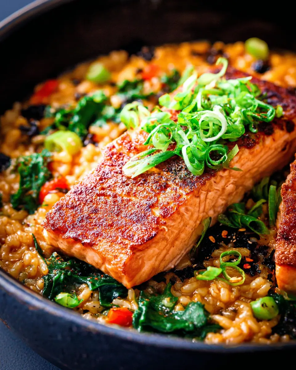 Japanese Style Risotto with Crispy Salmon